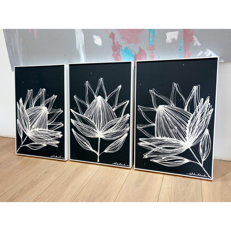 Bloom in Stillness (Triptych) – Hilde Alet Malan Art